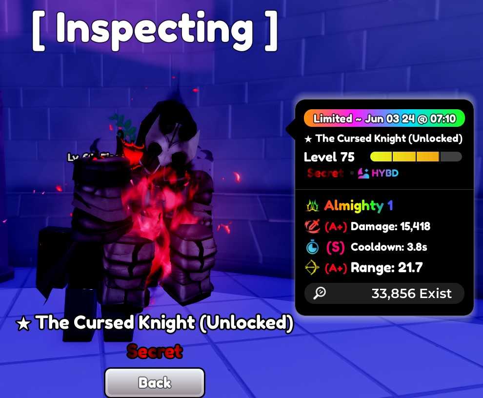 ALMIGHTY THE CURSED KNIGHTY (igris) STATS (a+ s a+ ) - anime defender ...