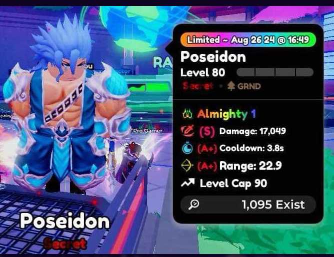 Almighty poseidon evo (All A above stats) | Anime defender