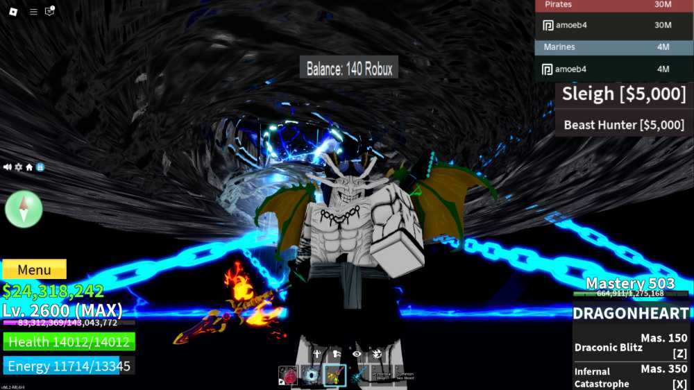 [Blox Fruits] V4 | 30M BOUNTY | 4M HONOR | Level 2550(MAX) | CDK | HS | SG | DRAGON HEART | DRACO V3