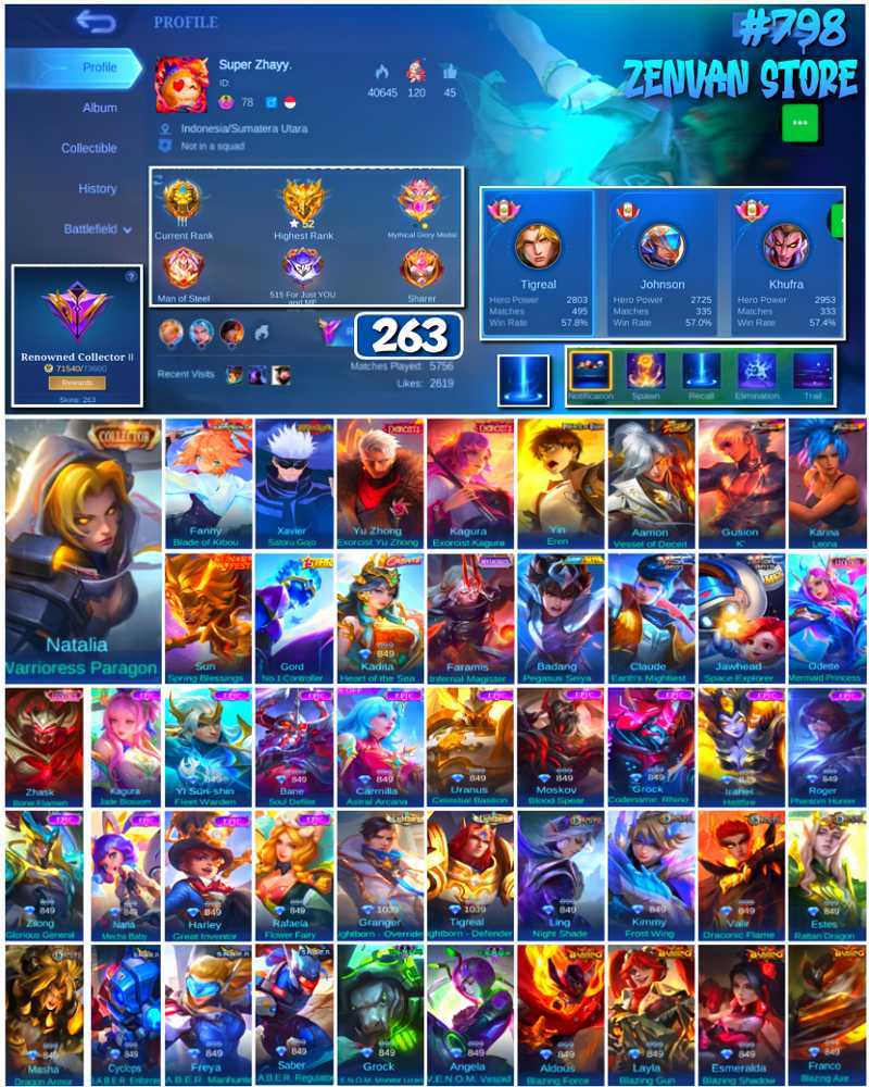 #798 263 Skin ⭐ Collector Natalia Aspirant Fanny Jujutsu Kaisen Gojo ...