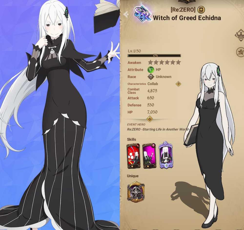 [GLOBAL SERVER RANK 3] Re:Zero - Witch of Greed Echidna - 3 SSR + 13 SR