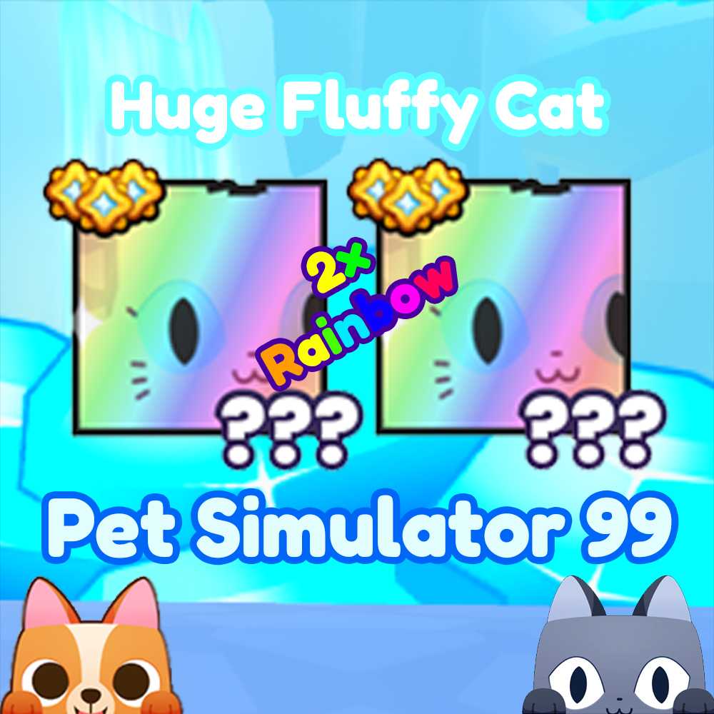 PS99 2x Rainbow Huge Fluffy Cat | Roblox | Pet Simulator 99
