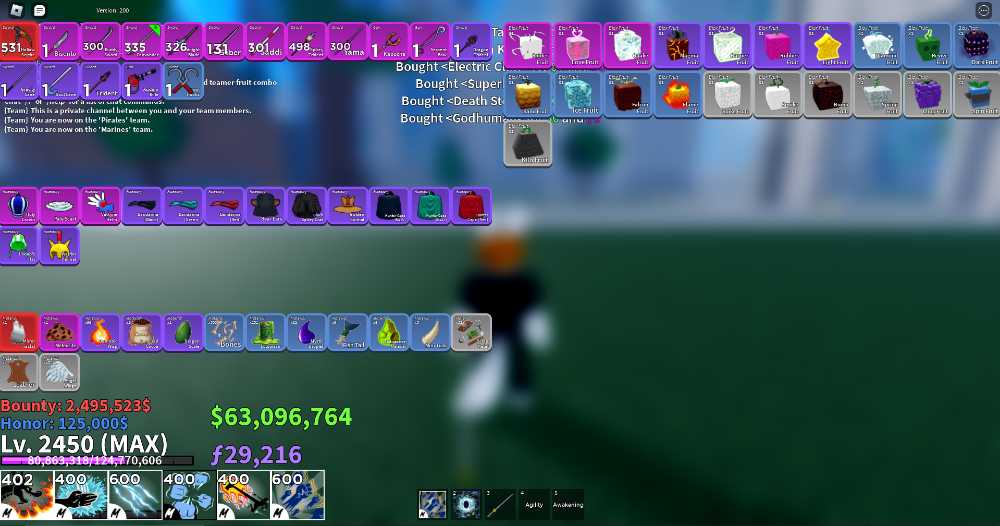 Blox Fruits| Lv2450 | Race Mink/Rabbit V4 Tier 10 | Godhuman + Hallow ...