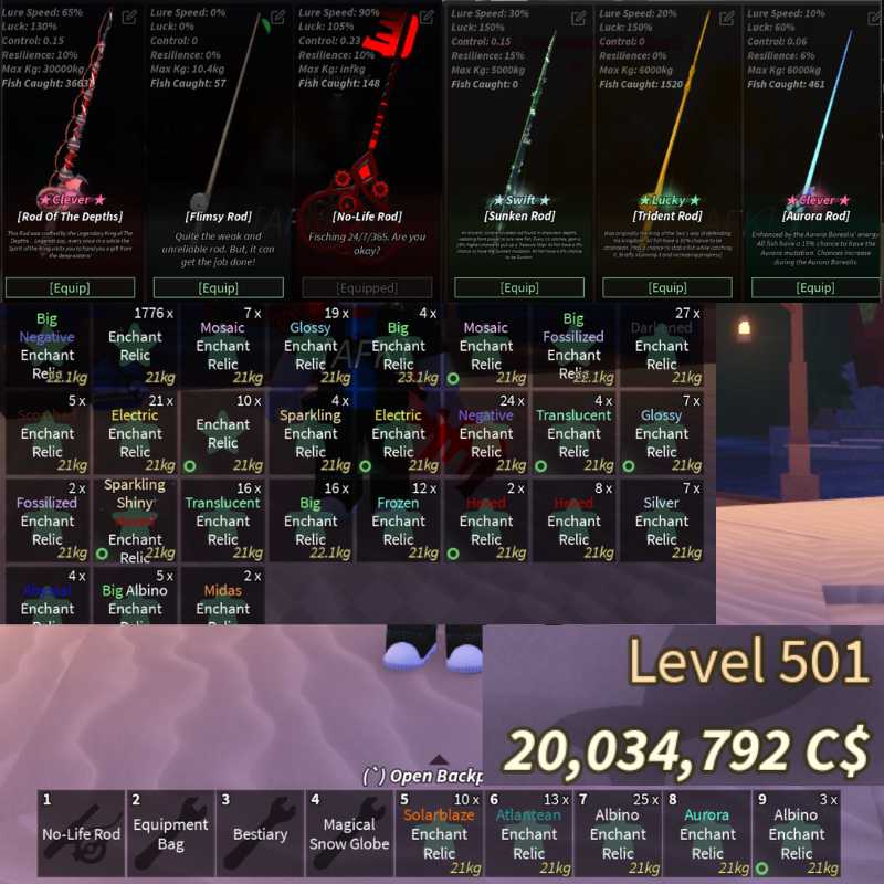 SALEID525Fisch: Level 501 20M C$ - 1800x Relic - No-Life Rod,Rod of the ...