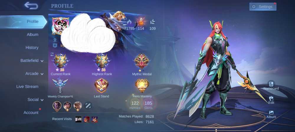 185 Skins. M3 Roger. M5 YZ. 13 Epic(4Limited). 1 Zodiac. 200 DM and Others