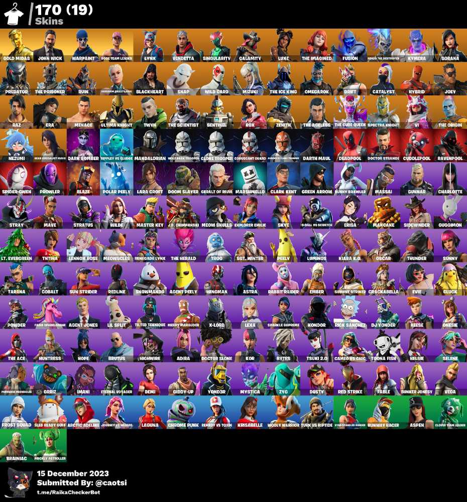 170 skins John Wick OGSTW Midas Reckoning Wolf Pack Trooper Sparkle ...