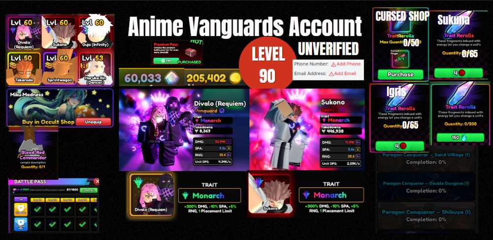 [ Instant Delivery ] AV22 Anime Vanguards Unverified Account Diavolo ...
