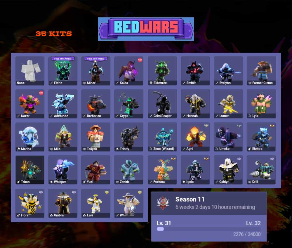 BedWars | WIN-656 + 35 KITS [Elektra, Caitlyn, Flora, Umbra] + 20 Lobby ...