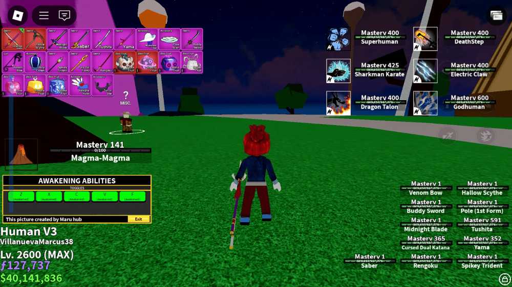 Blox Fruits | Lv2600 MAX | Human V3 | Godhuman | Awaken Magma | TRex ...