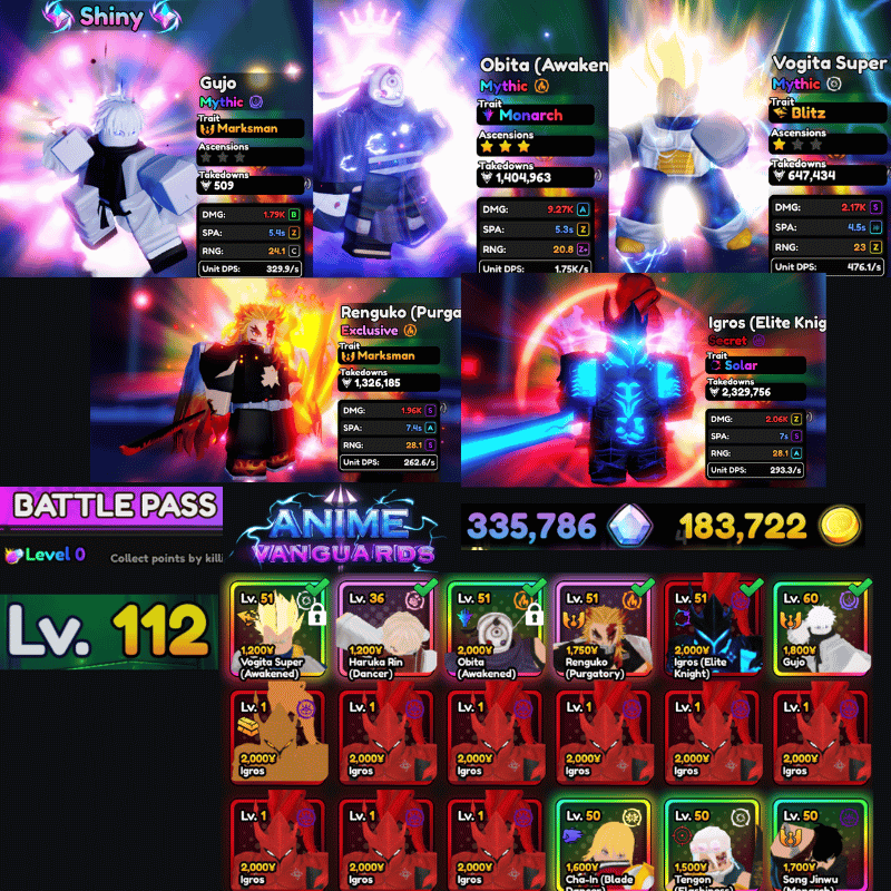 ID603 Obita Monarch⭐⭐⭐,Shiny Gujo,Renguko Evo,Igris Evo Solar,335k ...