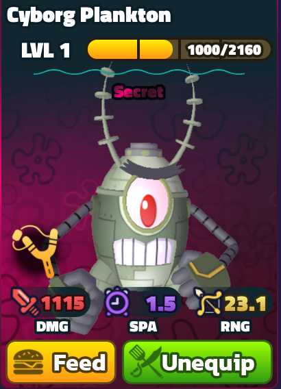 3x Cyborg Plankton | Random Trait Spongebob Tower Defense