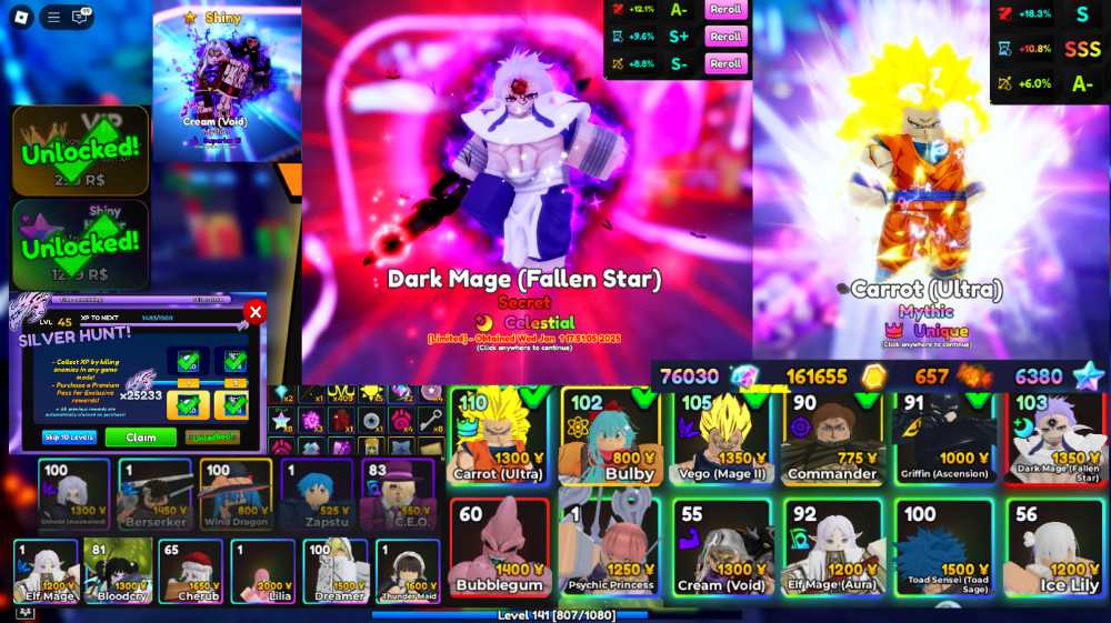 [ Carrot Unique + Dark Mage Celestial + Cream Shiny]Anime Adventures ...