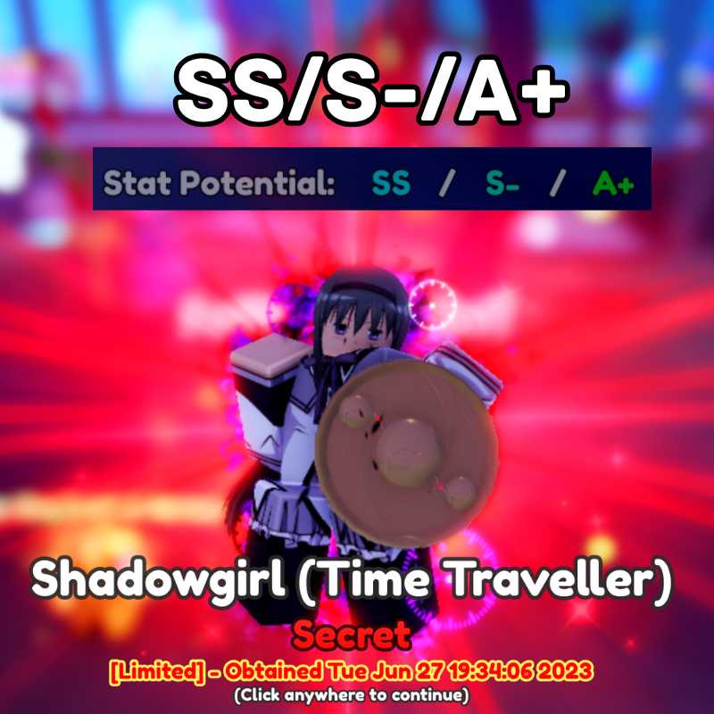 A409Shadowgirl / Homura Evo SS/S-/A+ - Anime Adventures - Instant Delivery