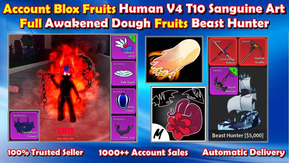 Blox Fruit Level 2550 Race Human V4 T10 Full Gear Sanguine Art Full ...