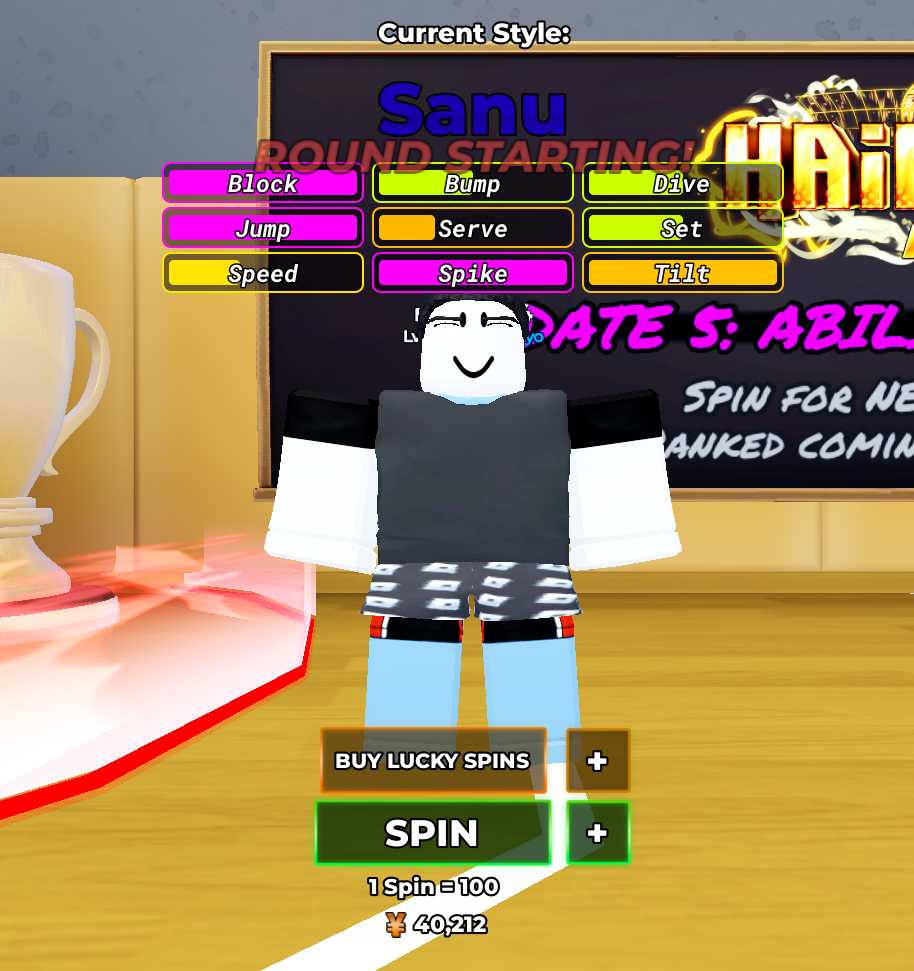 Roblox Haikyuu | legends Sanu Style | 40K Cash | Unverified Account | Instand Delivery