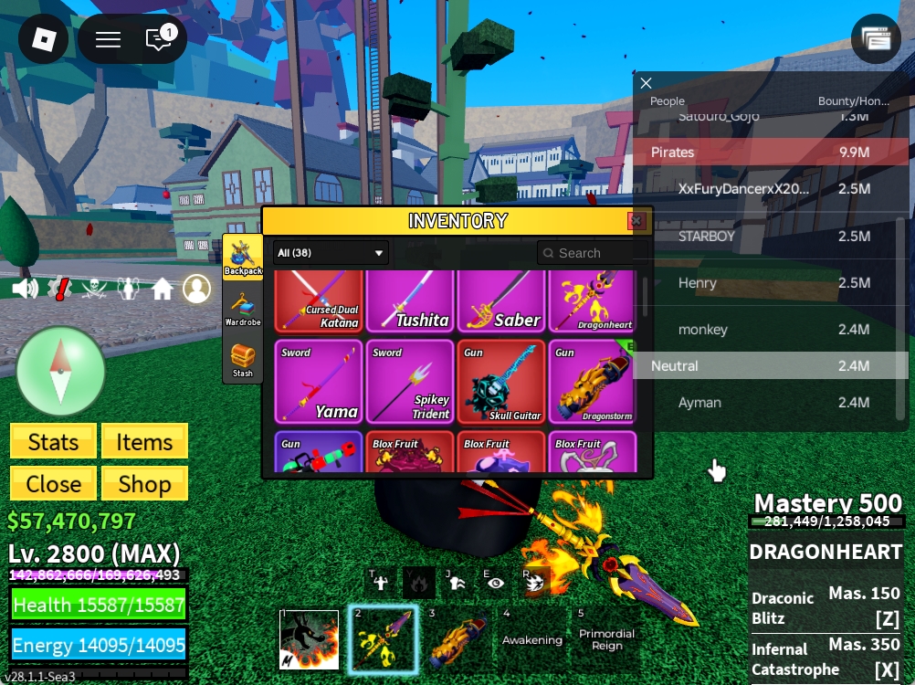 ID 170:LV 2800+GOD+CDK+SG RACE DRACO V4 FULL GEAR |Unverified Account|Auto Delivery|Blox Fruits