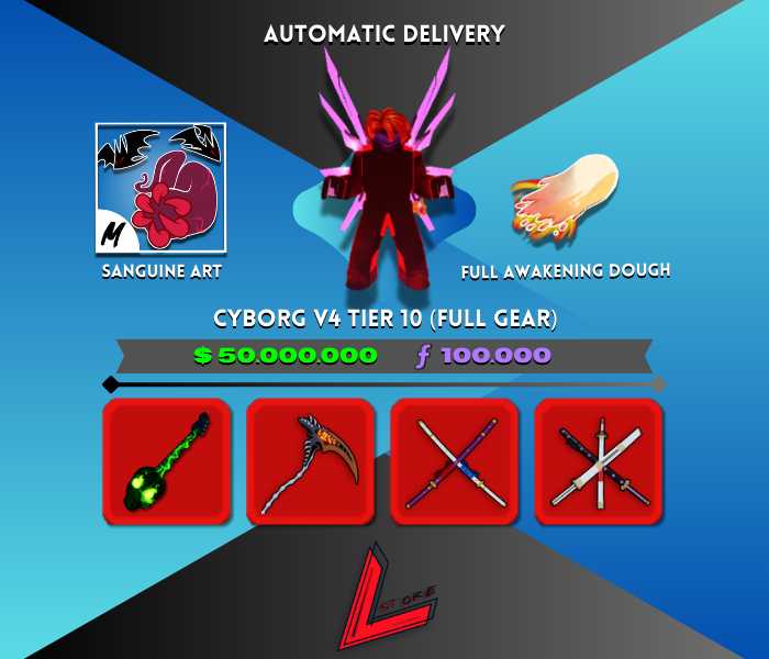[Blox Fruits] Race Cyborg V4 Tier 10 (Full Gear) | Full Awakened Dough ...