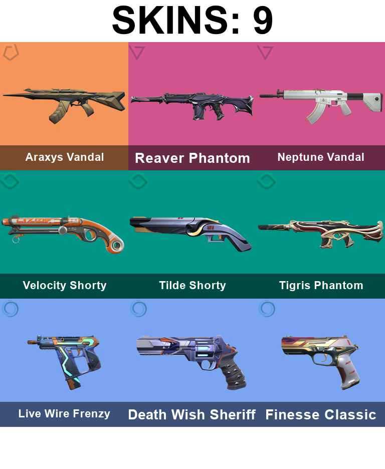 9 SKINS+ARAXYS VANDAL+REAVER PHANTOM+NEPTUNE VANDAL+VELOCITY SHORTY ...