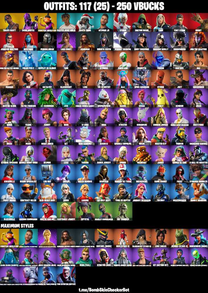 PC/PSN/XBOX 117 Skins Travis Scott, Dark Vertex, Fishstick World Cup ...
