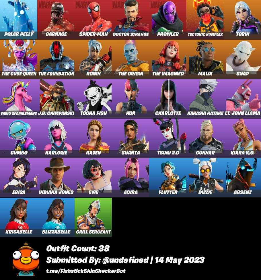 38 SKINS - FA - POLAR PEELY - CARNAGE - SPIDER-MAN - DOCTOR STRANGE ...