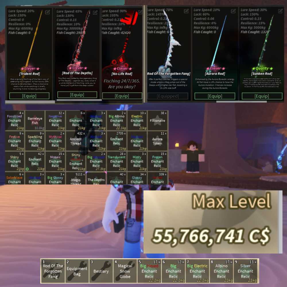 ID 162 Fisch: Level 750 Max- 55m C$ - Rod of the Forgotten Fang, No ...