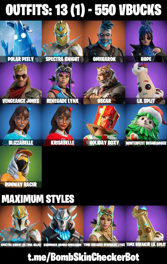 13 SkinsPolar Peely Blizzabelle Krisabelle Holiday Boxy Winterfest ...