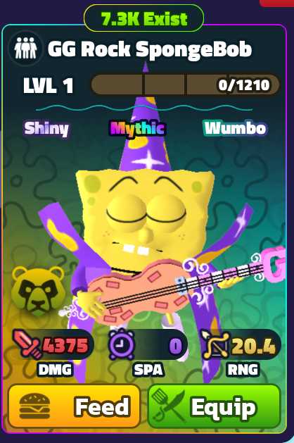 [Spongebob Tower Defense] Shiny Wumbo GG rock Spongebob with sea bear trait
