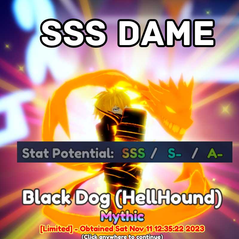 A03Black Dog Evo - SSS Dame SSS/S-/A- - Anime Adventures - Instant Delivery