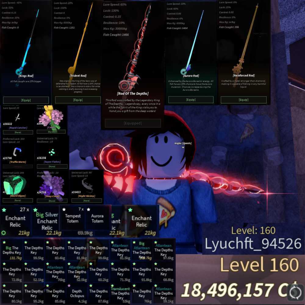 Rod Of The Depths | Trident Rod | Kings Rod | Aurora Rod | FISCH ...