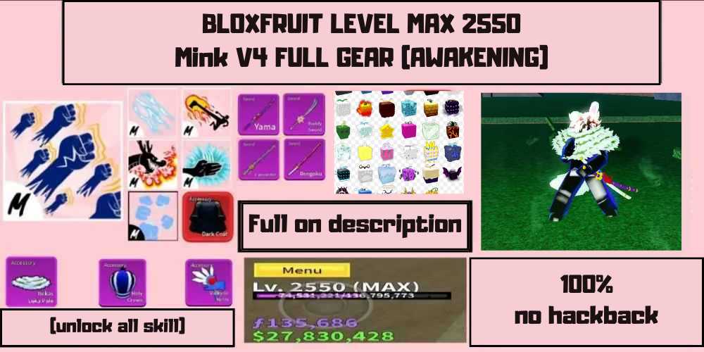 [Blox Fruits] Race MINK V4 Gear 1 (Awakening) | GODHUMAN - Level Max 2550