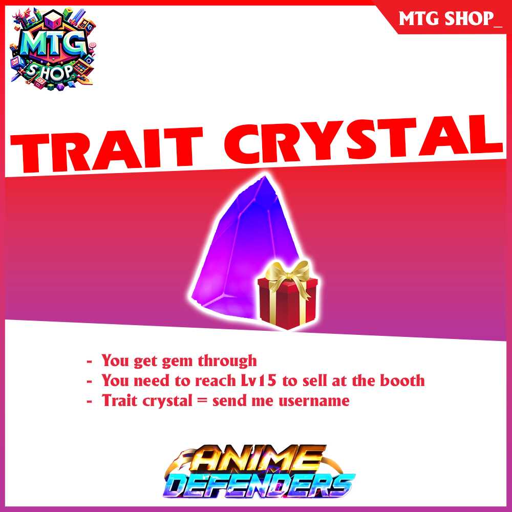 [ Anime Defenders ] - 200K Trait Crystal | Fast Delivery