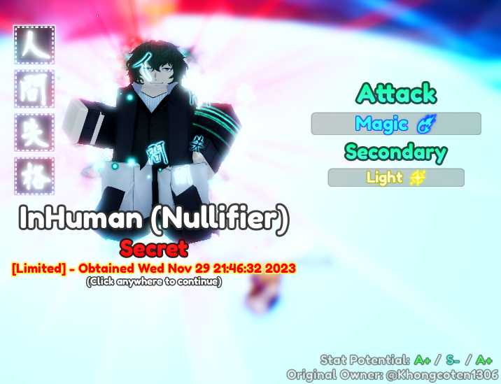 INHUMAN (DAZAI) - A+,S,A+ - ANIME ADVENTURE