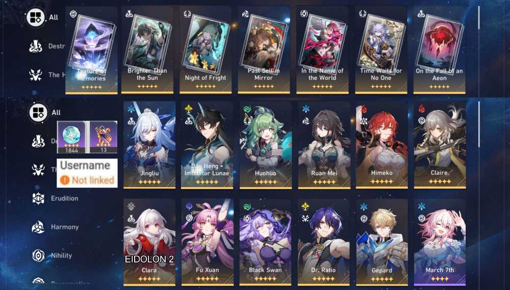 [ASIA TL68] Dan Heng IL LC, Ruan Mei LC, Huohuo LC, Jingliu, Fu xuan ...