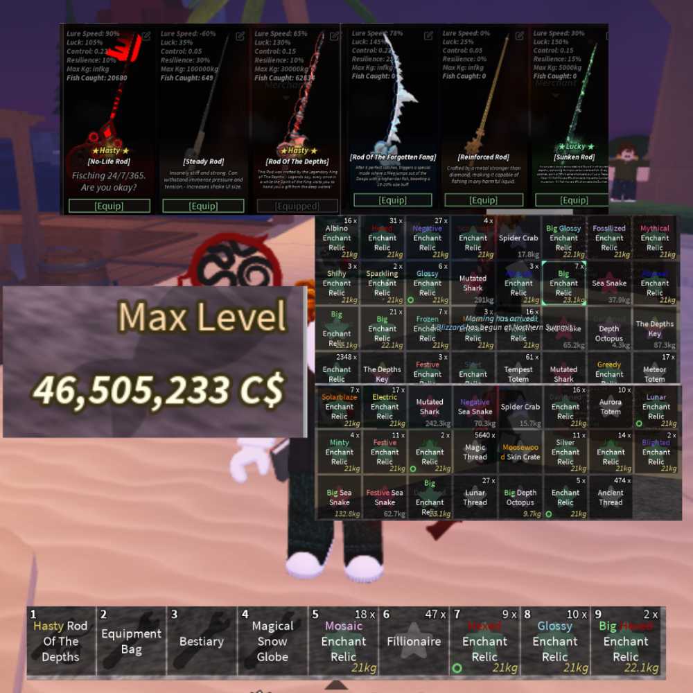 ID 255 Fisch: Level 750 Max- 46m C$ - Rod of the Forgotten Fang, No ...