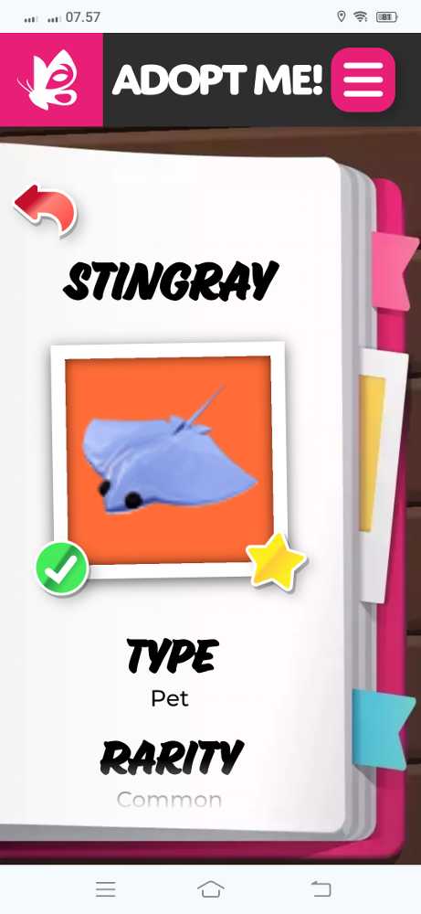 Stingray NFR Adopt Me Pet Roblox