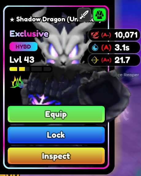 Shadow Dragon Almighty Evolved unit in Anime Defenders