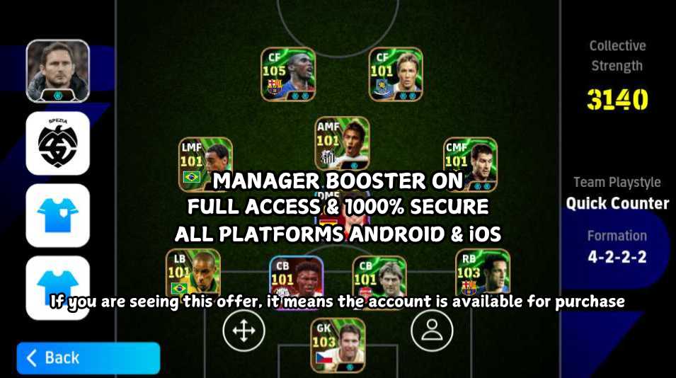 EFOOTBALL ACCOUNT ANDROID IOS MOBILE BEST TEAM ETO'O MESSI MBAPPE BEST DEAL