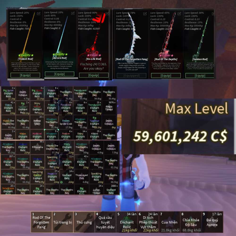 ID 164 Fisch: Level 750 Max- 59m C$ - Rod of the Forgotten Fang, No ...
