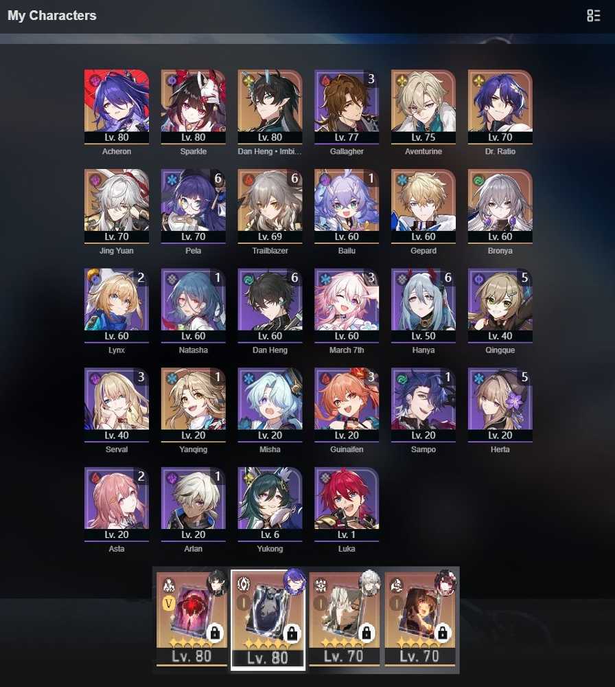 Instant Delivery - Asia TL 64 16x 5⭐ Acheron+LC, Sparkle+LC, Aventurine ...