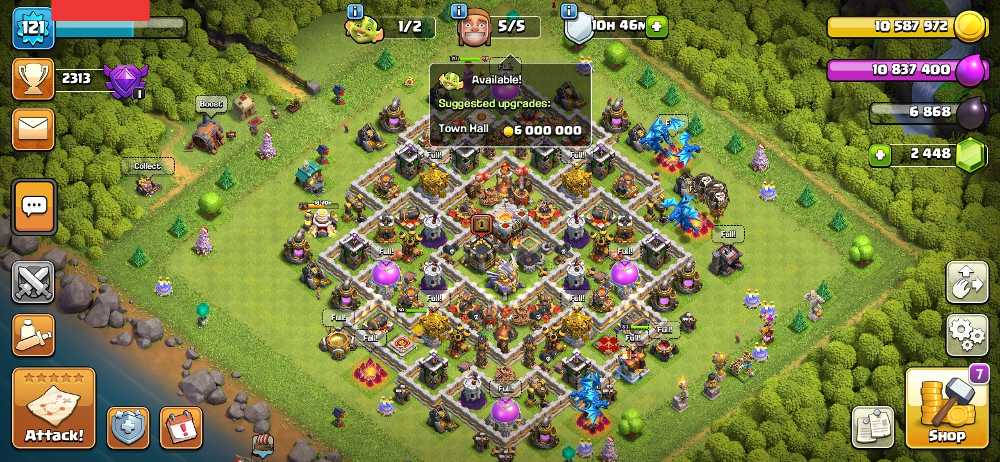 #396-FULL MAX TH 11-Lvl 121-King 50-Queen 50-Warden 20-Gems 2448-Safe ...