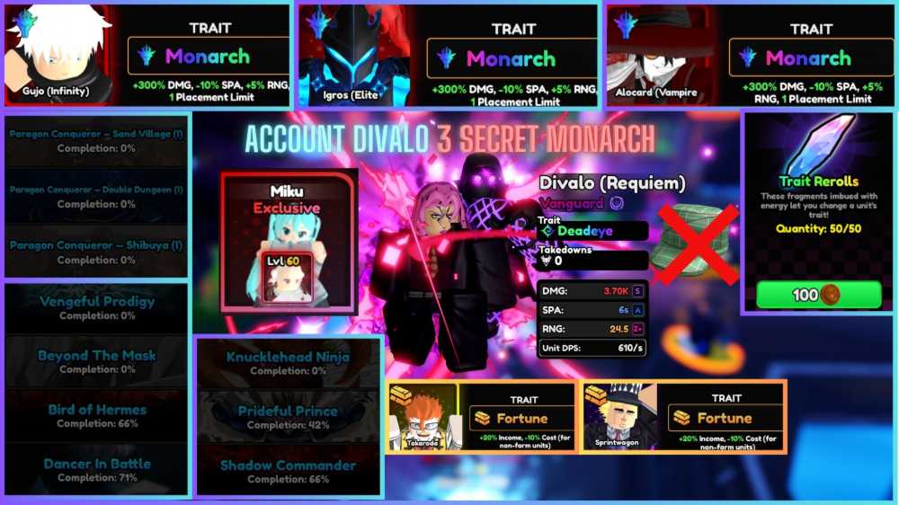 Anime Vanguards God Tier Account Vanguard Unit Diavolo(Divalo) 3 ...