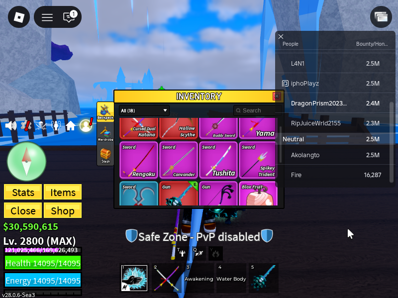 ID 122:LV2800+God+CDK+SG Full Gear Race Shark V4 |Unverified Account|Instant Delivery|Blox Fruits