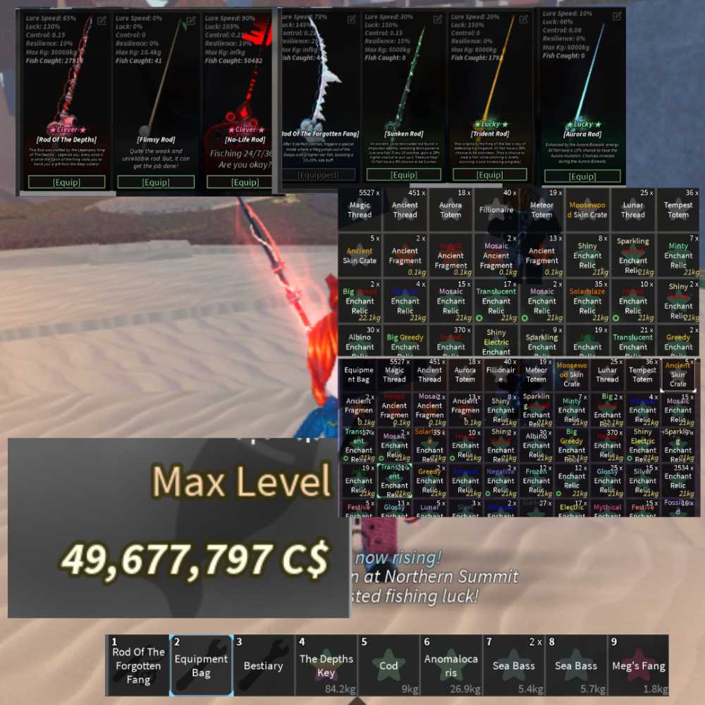 ID 352 Fisch: Level 750 Max- 49m C$ - Rod of the Forgotten Fang, No ...