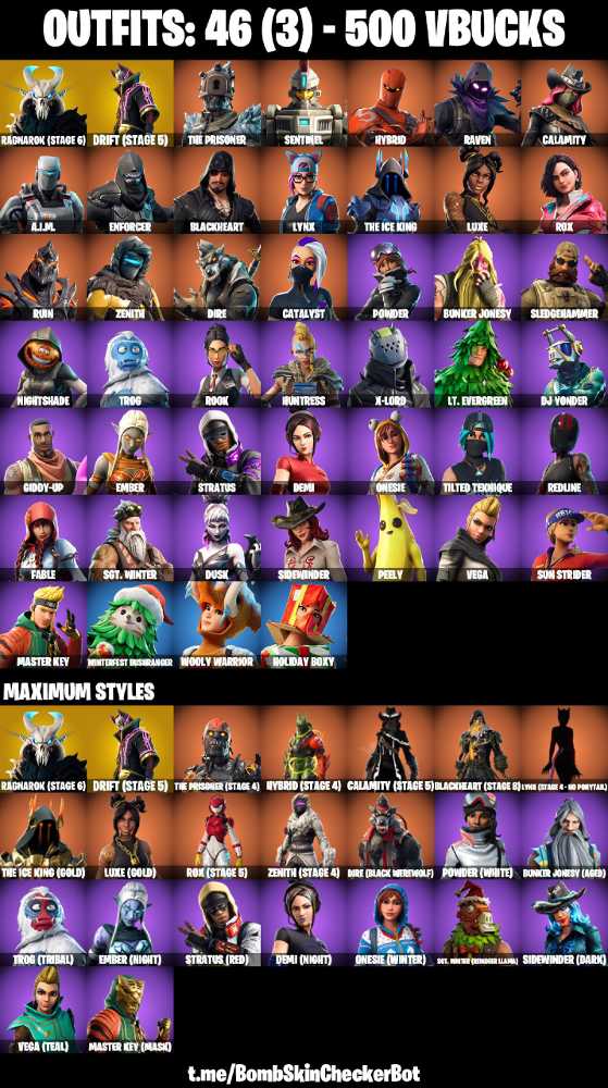 PC/PSN/XBOX 46 SKINS Ragnarok Max , Drift Max , The Prisoner Max ...