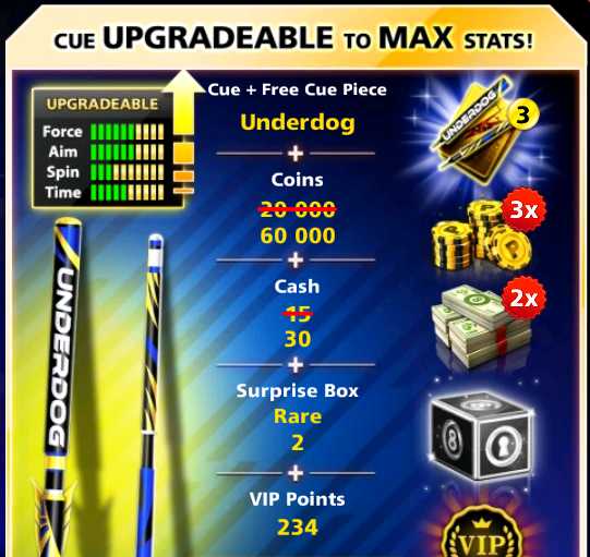 Underdog Cue + Free 3 Cue Pieces + 30 Cash + 2 Surprise Rare Box + VIP ...