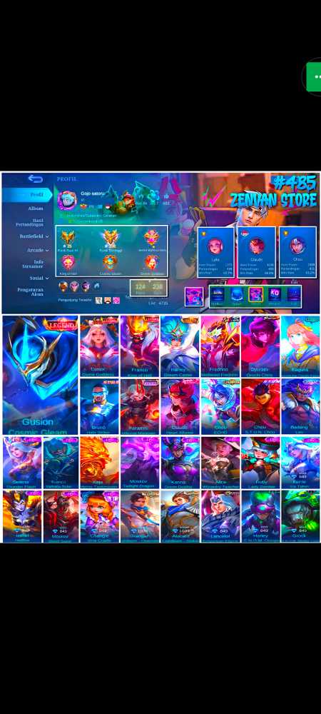 #485 ⭐ 124 Hero Skin 238 ⭐ 3 Legend Collector Harley Neobest Fredrin ...