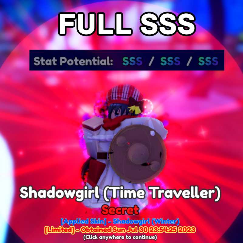 A511Shadowgirl / Homura Evo Full SSS - Anime Adventures - Instant Delivery
