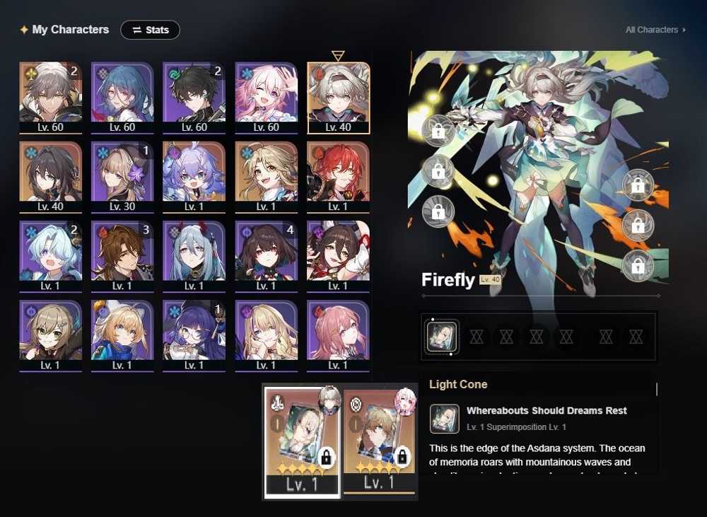 Instant Delivery - Asia TL 50 7x 5⭐ Firefly+LC, Ruan Mei, Bailu, Himeko ...