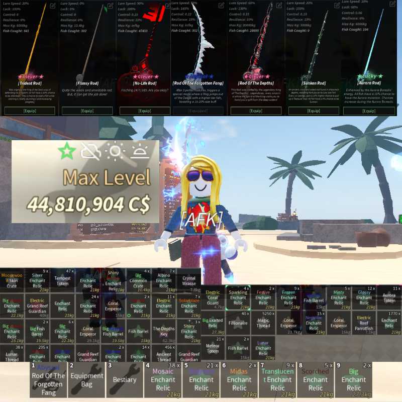 ID43_Fisch | Level 750 Max- 44m C$ | Rod of the Forgotten Fang, No-Life ...