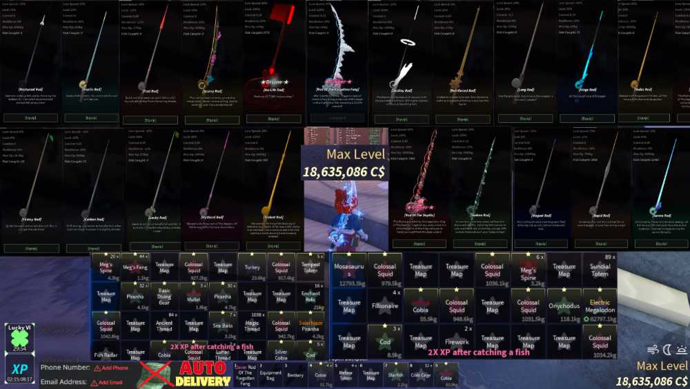 F03Fisch: Max Level 18M C$ Lucky VI / XP ⭐Clever⭐[Rod of The Forgotten ...